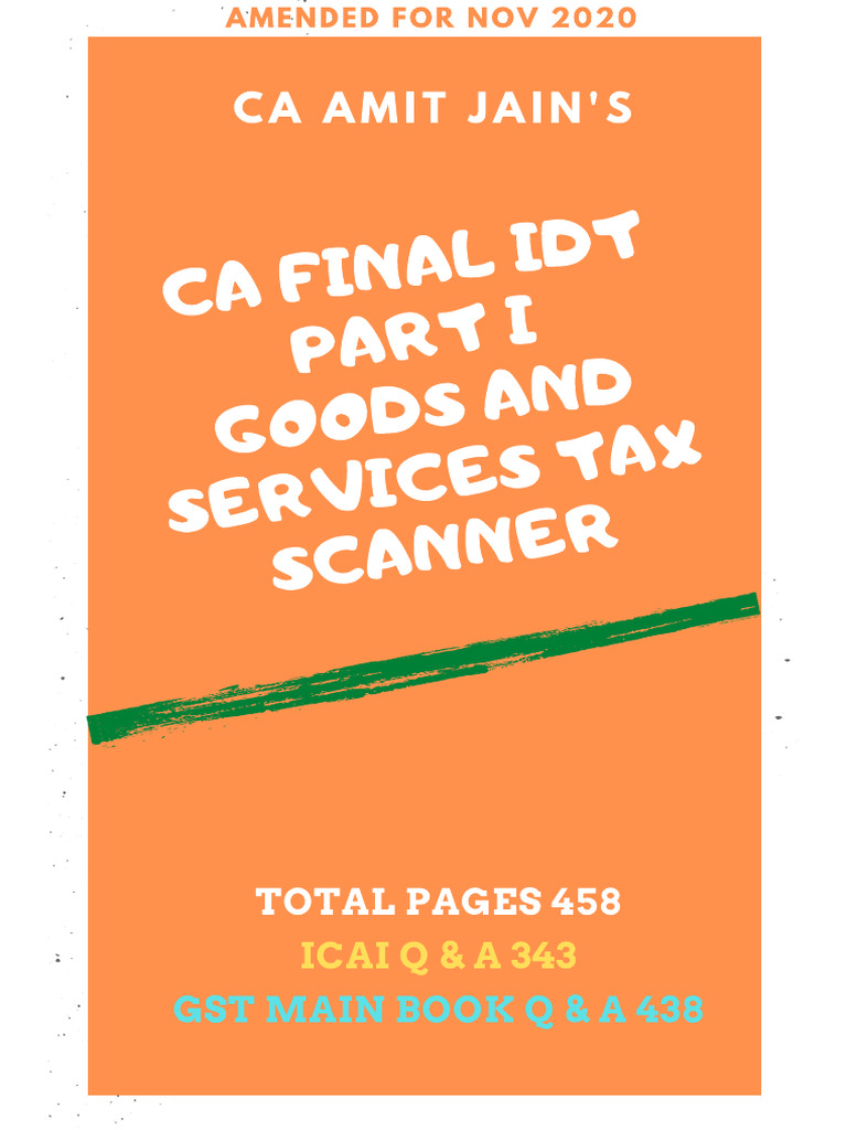 CA Final IDT Part I GST Scanner Nov 20 | PDF | Value Added Tax | Taxes