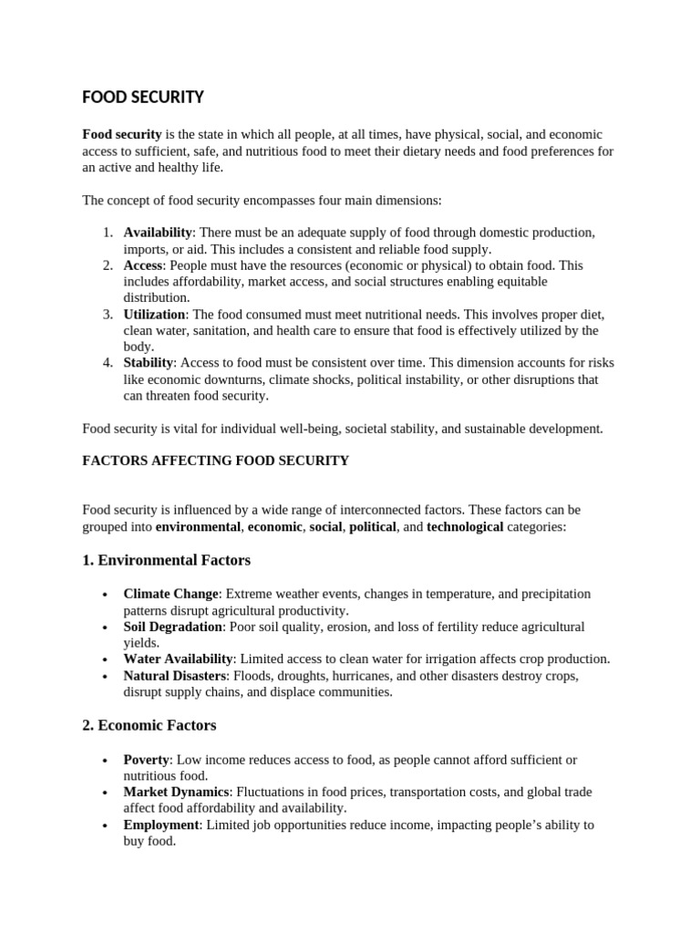 Grade 9 Notes On Food Security | PDF | Food Security | Agriculture