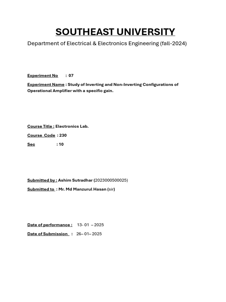 Electronics Lab Report 10 | PDF