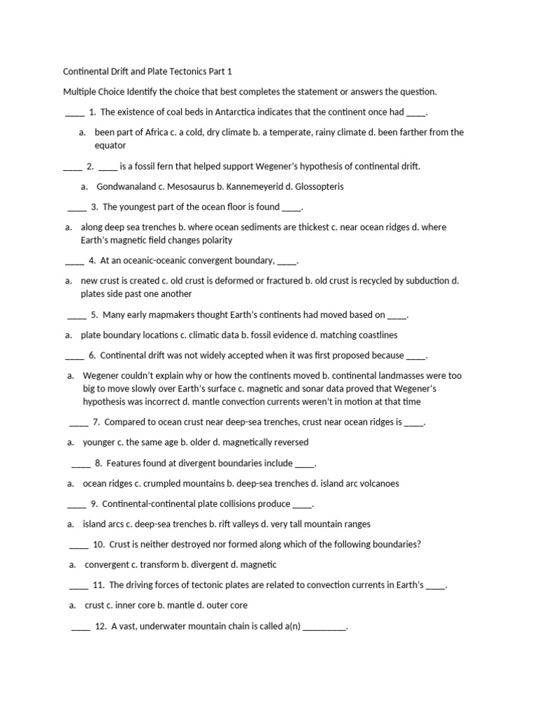 Continental Drift and Plate Tectonics Part 1 | PDF | Plate Tectonics ...
