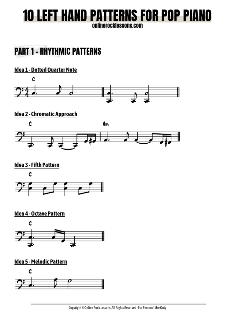 10 Left Hand Patterns Pop | PDF | Piano | Rock Music