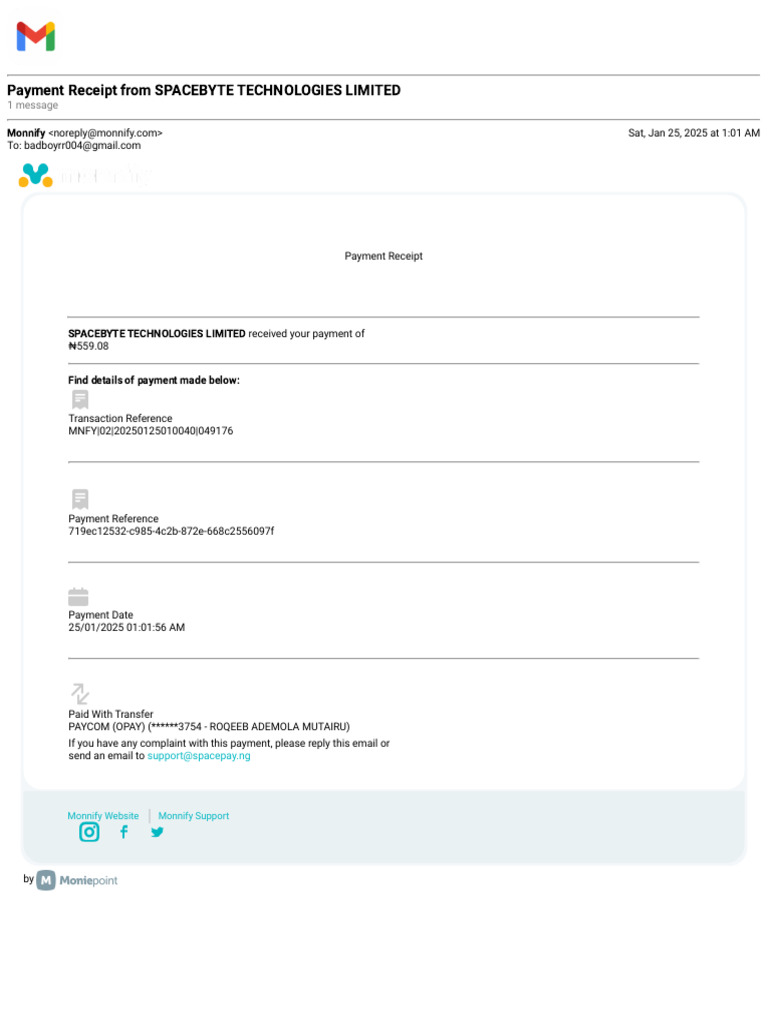 Payment Receipt Confirmation | PDF