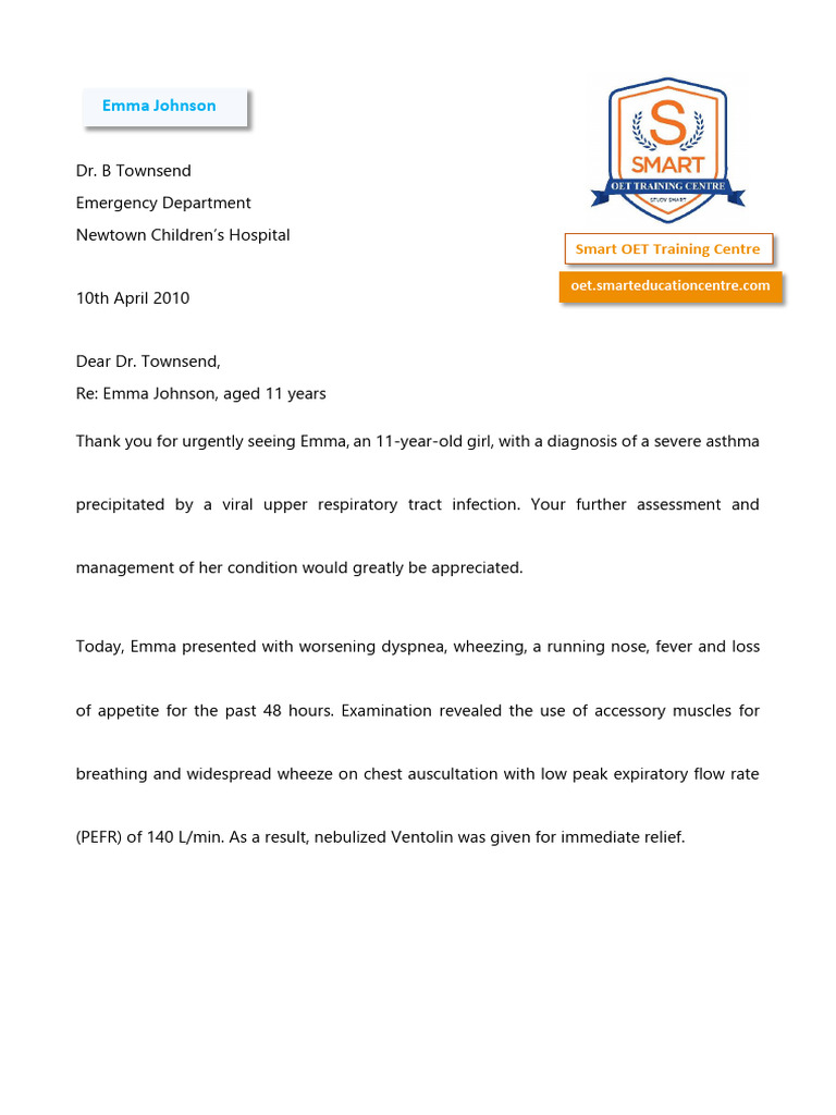 Emma Johnson Sample Letter | PDF