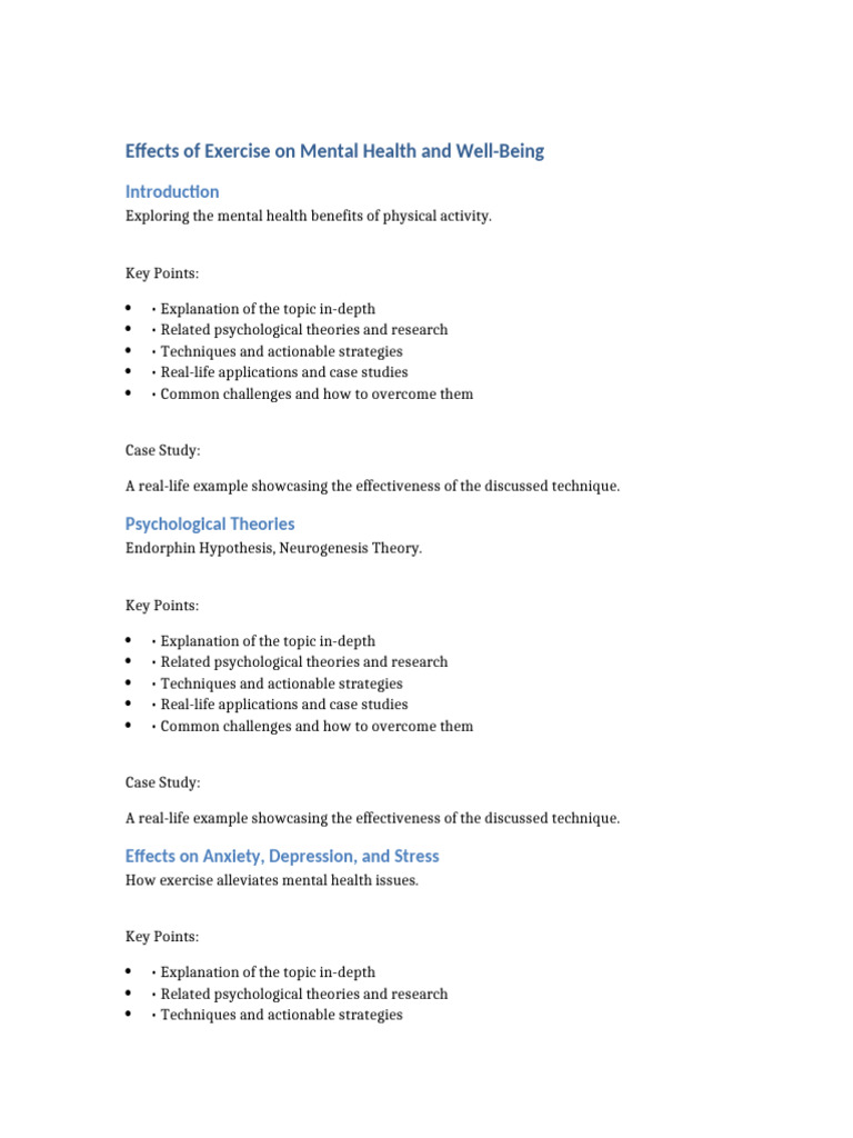 Effects of Exercise On Mental Health and Well-Being | PDF | Mental ...