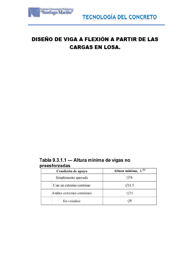 4.) Diseño de Viga A Flexión A Partir de Las Cargas en Losa | PDF | Viga (Estructura) | Hormigón