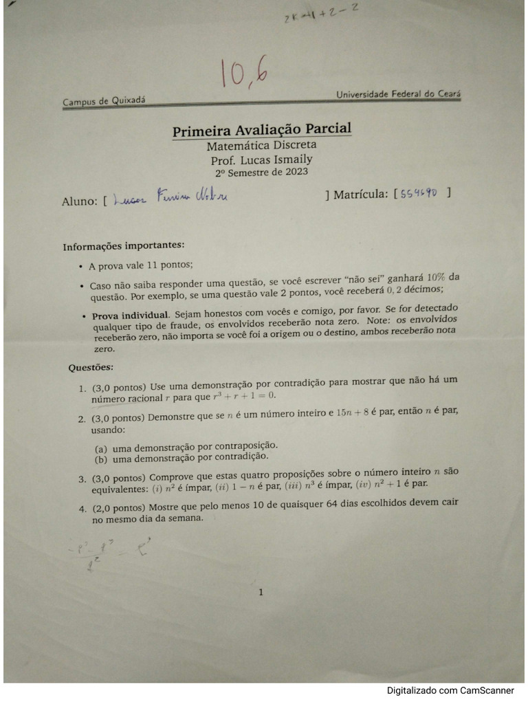 Ap1 Discreta 2023.2 | PDF