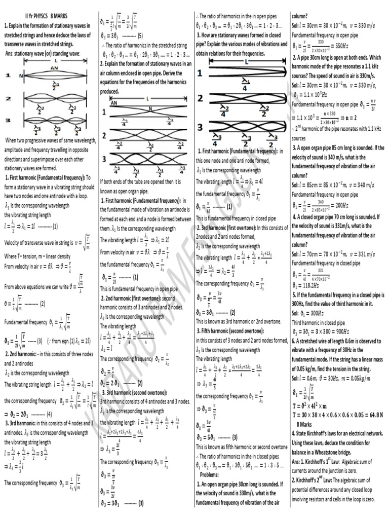 II Yr Physics 8 Marks | PDF | Acoustics | Physics