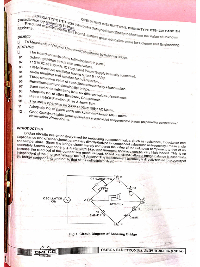 Schering Bridge em Expt 1 | PDF