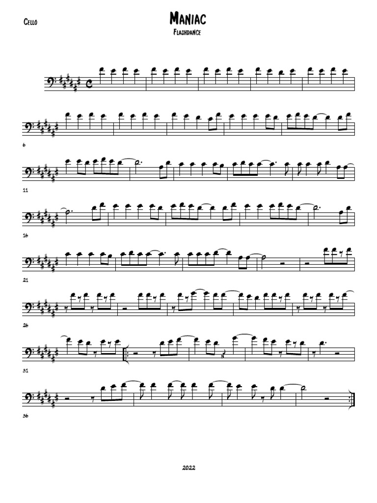 Maniac - Cello | PDF