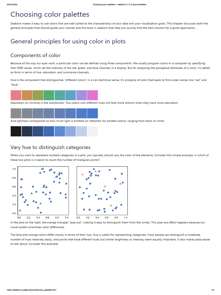 Choosing Color Palettes - Seaborn 0.13.2 Documentation | PDF | Color | Hue