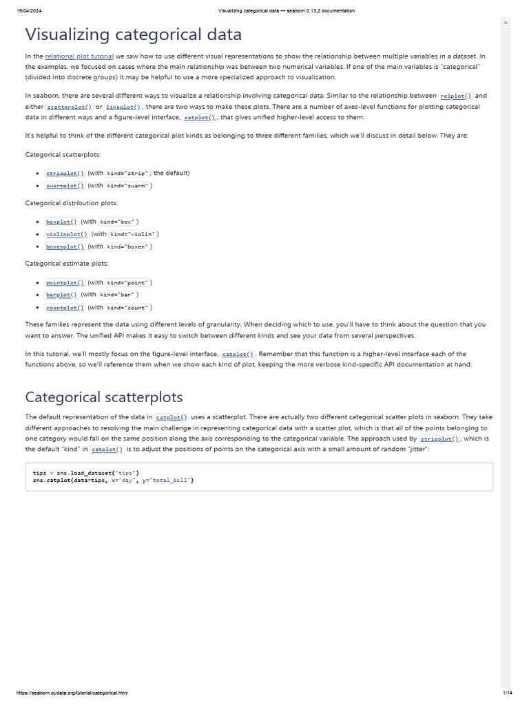 Visualizing Categorical Data - Seaborn 0.13.2 Documentation | PDF | Statistical Analysis ...