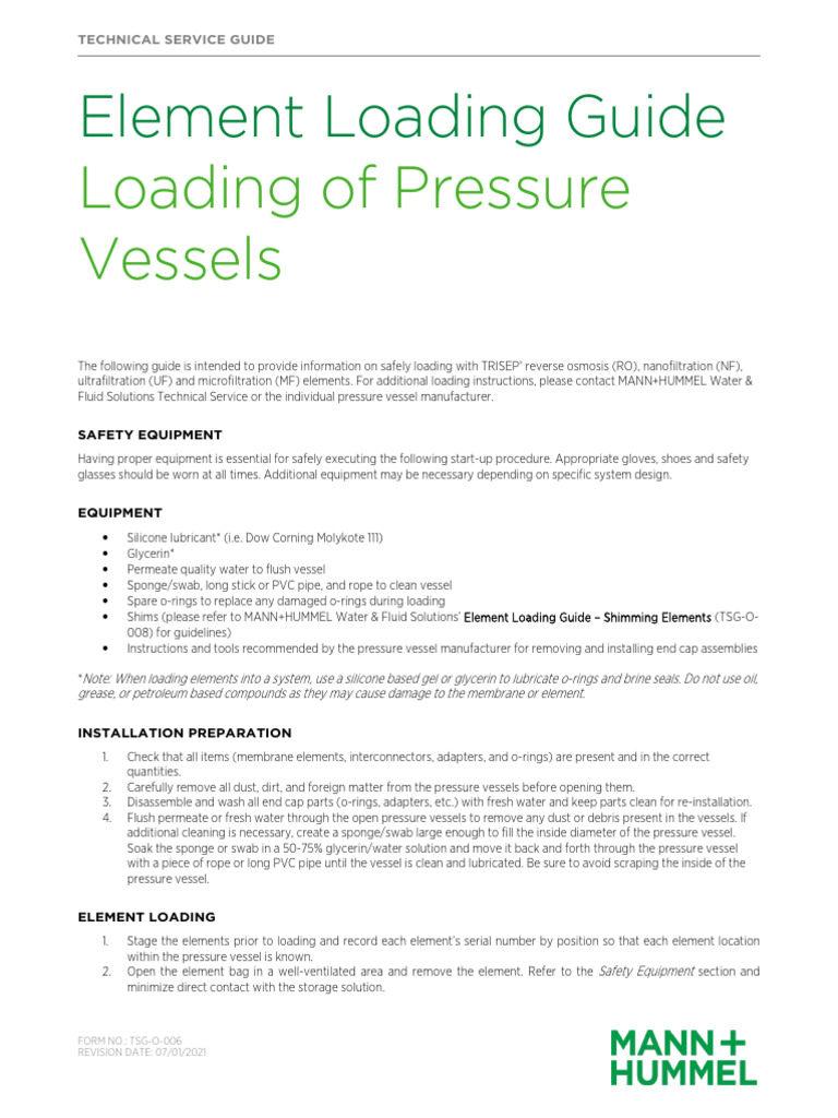 TSG O 006 Element Loading Guide Loading of Pressure Vessels | PDF ...