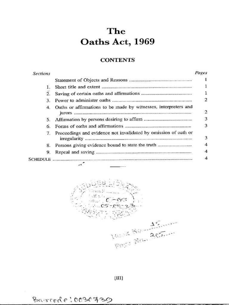 Oaths Act, 1969 | PDF