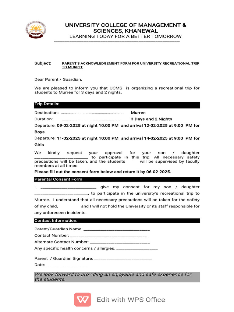 Parents Acknowledgement Form-1 | PDF