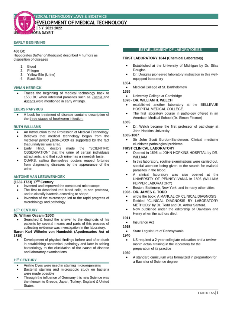 WK2 Development of Medical Technology | PDF | Pathology | Microbiology