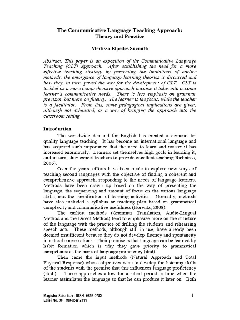 Communicative Language Teaching Overview | PDF | Language Education ...