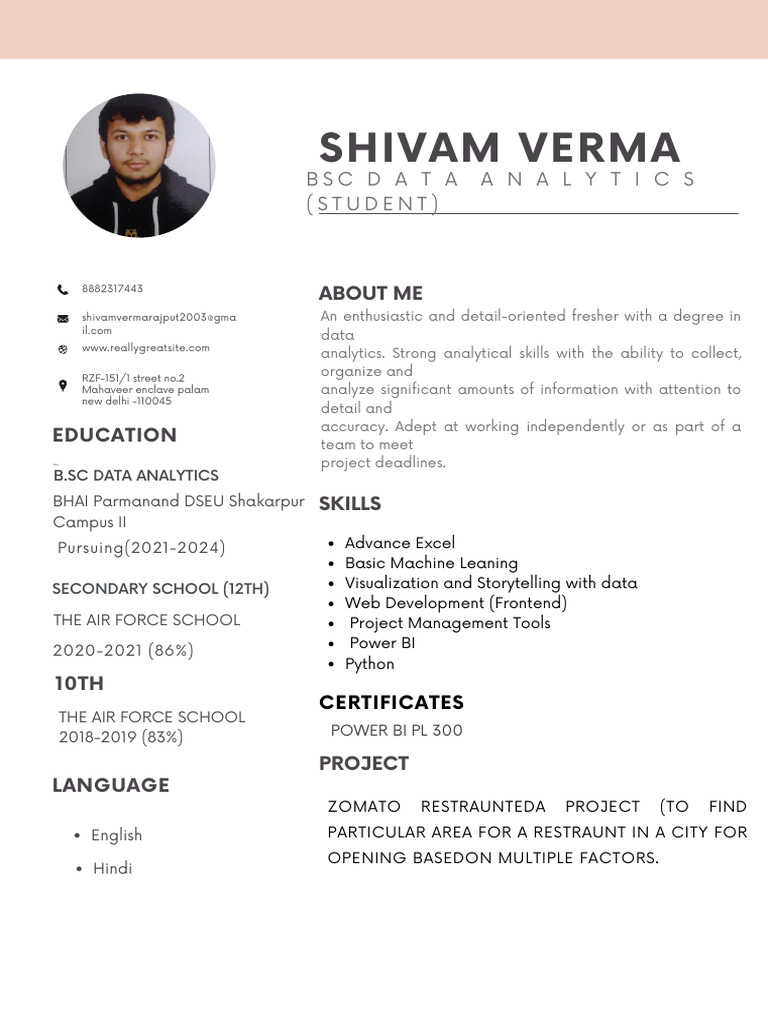 Shivam Verma: About Me | PDF