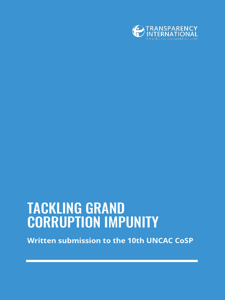 Tackling Grand Corruption Impunity Written Submission To UNCAC CoSP ...