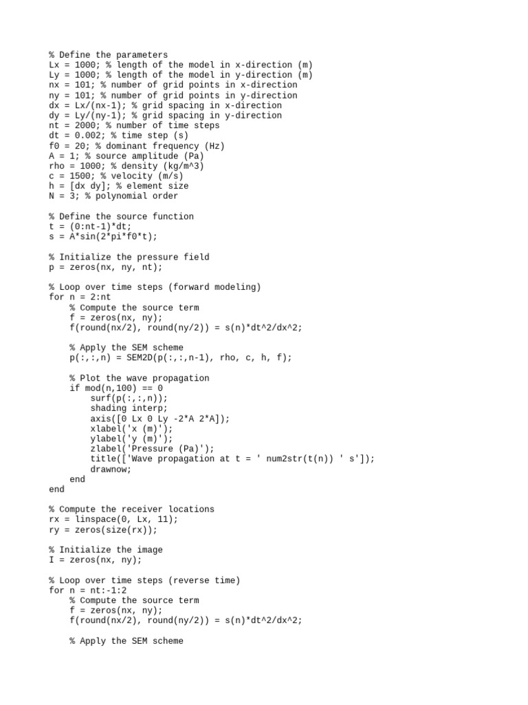 Reverse Time Migration (RTM) SEM | PDF