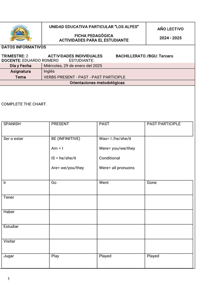 HOMEWORK VERBS 3BGU | PDF
