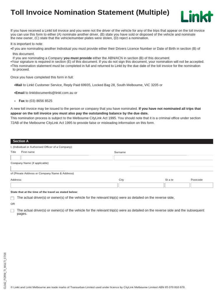 Toll Invoice Nomination Multi | PDF | Toll Road