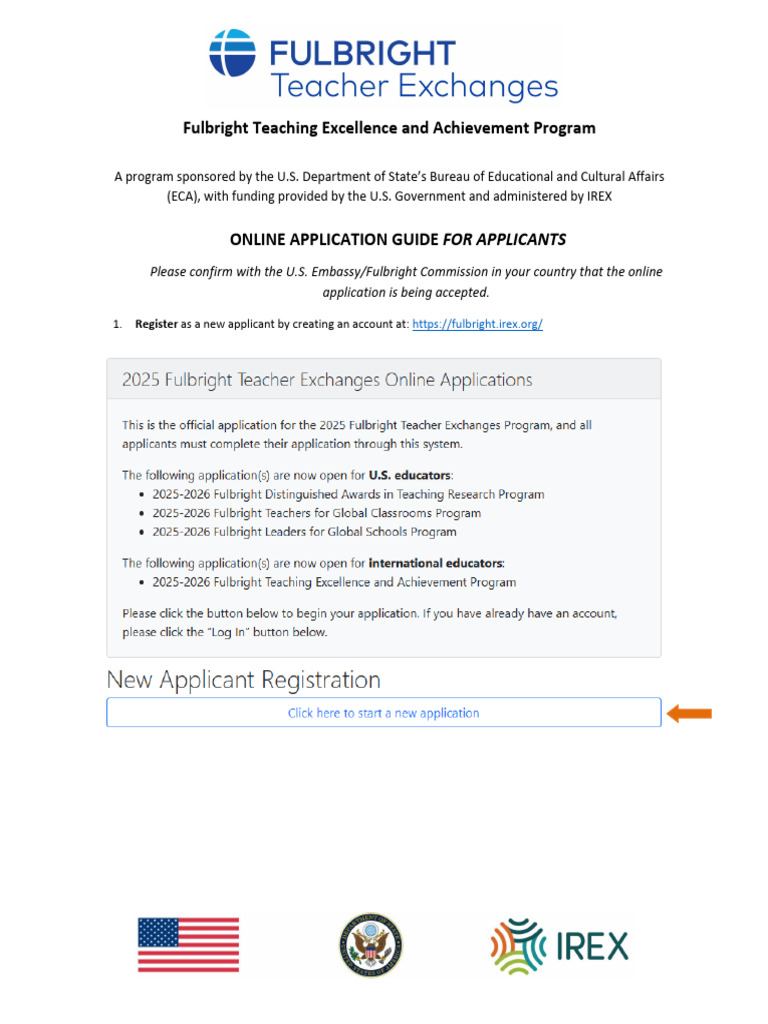 Fulbright TEA Online Application Guide | PDF