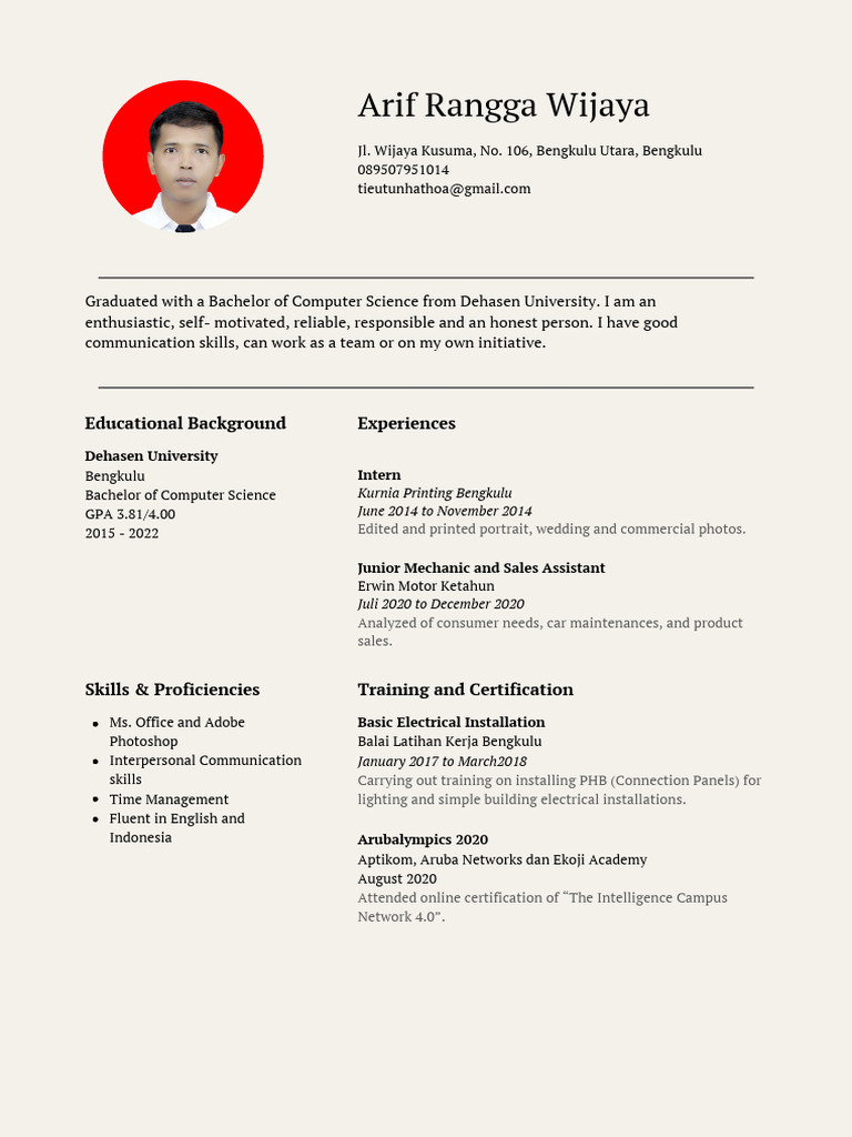Bachelor of Computer Science Graduate | PDF
