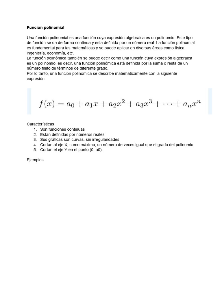 Funciones Polinomiales y Sus Tipos | PDF