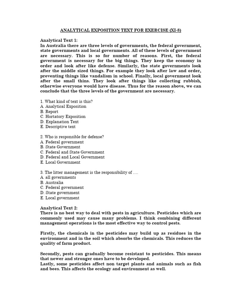 Analytical Exposition Text Exercises | PDF | Pesticide | Financial Literacy