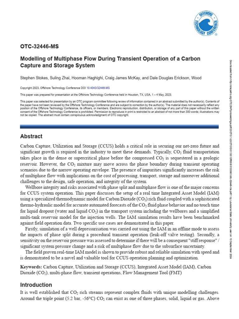 Modelling of Multiphase Flow During Transient Operation of a Carbon ...