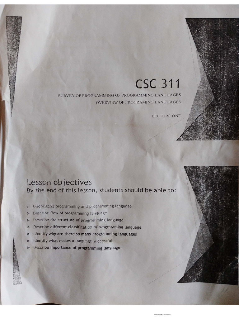 Survey of Programming Language 1 | PDF