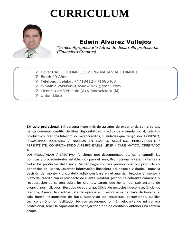 Curriculum 2025 EDWIN | PDF | Business | Bancos