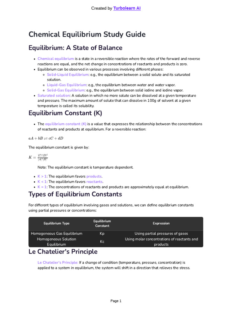 Equilibrium(Simplified) | PDF | Chemical Equilibrium | Buffer Solution