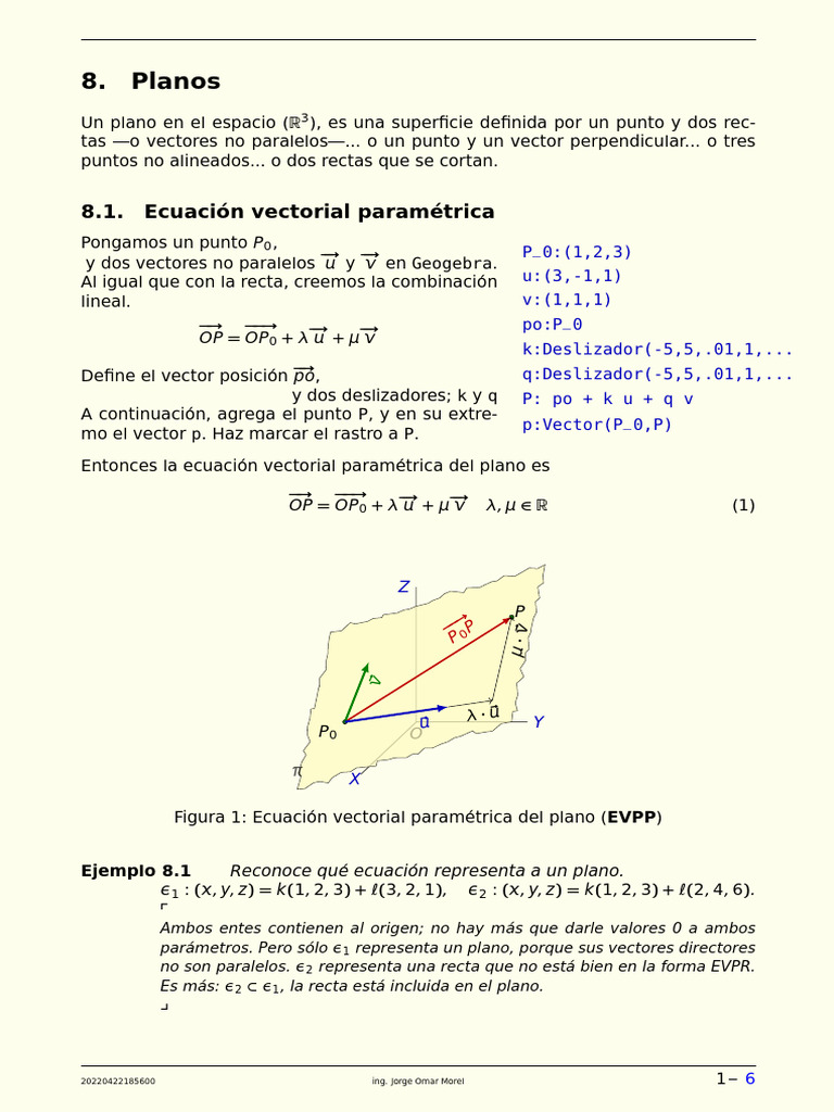Ecuaciones y propiedades de planos en R3 | PDF | Vector Euclidiano ...