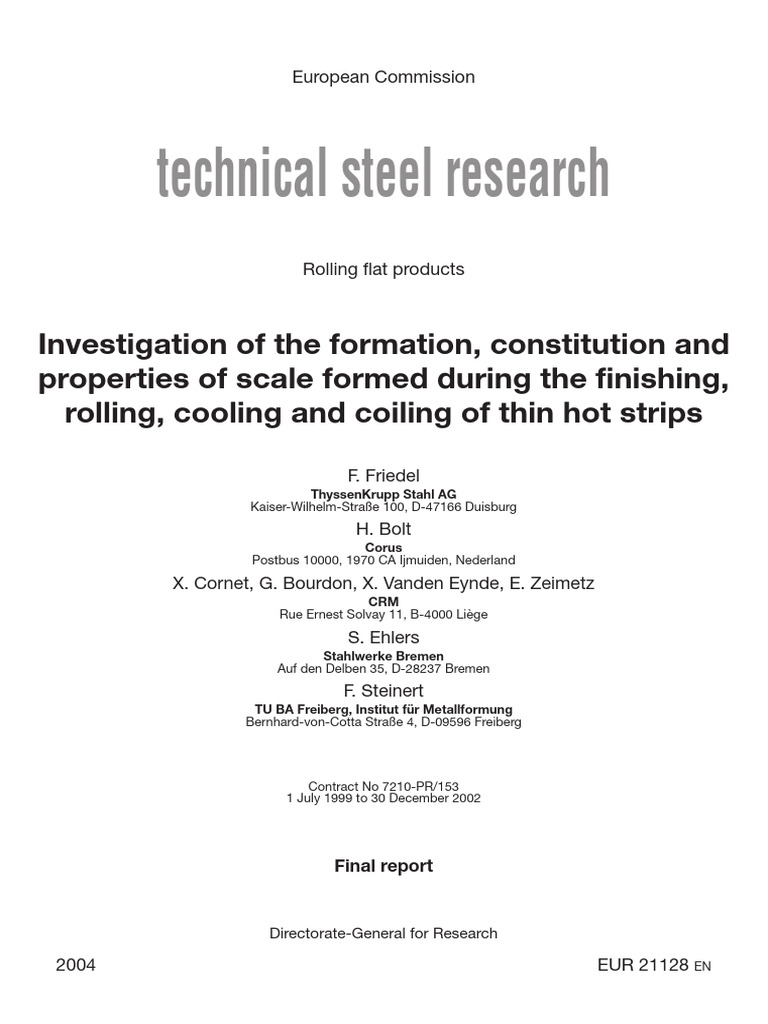 Scale Formation in Hot Rolled Steel | PDF | Rolling (Metalworking ...