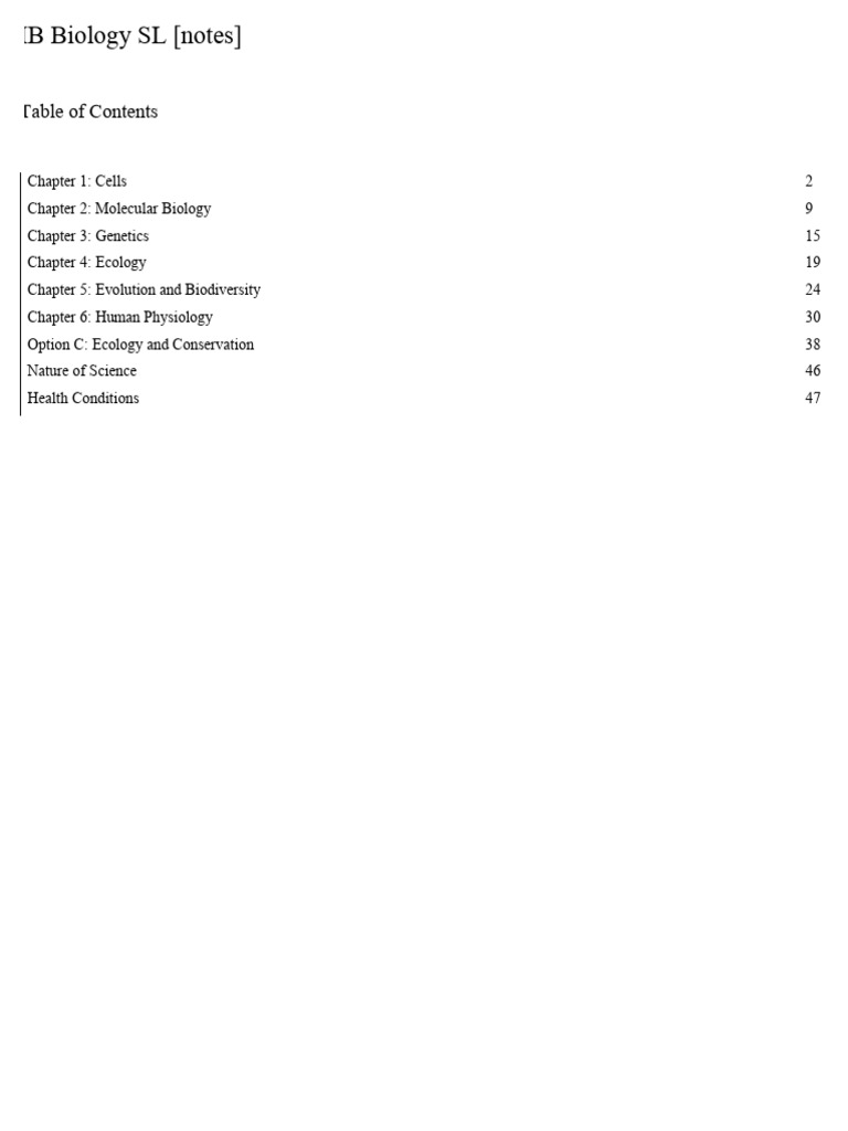 complete_ib_biology_sl_notes | PDF | Cell Membrane | Cell (Biology)