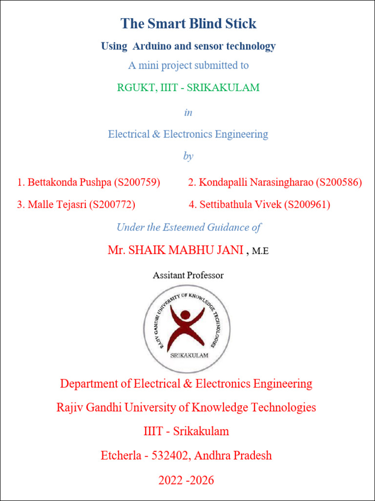 Smart Blind Stick Document NEW-3 | PDF | Visual Impairment | Navigation