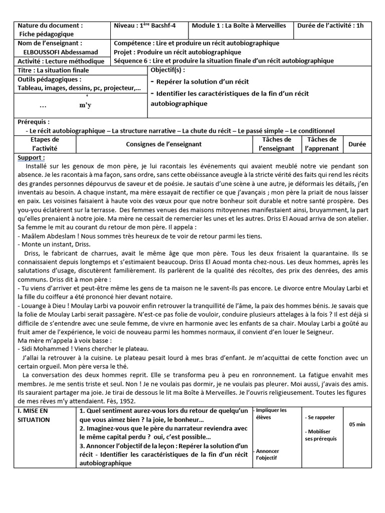 Analyse de la situation finale en récit | PDF