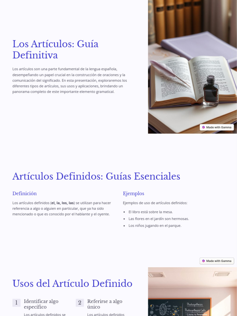Guía sobre Artículos en Español | PDF | Gramática | Lingüística