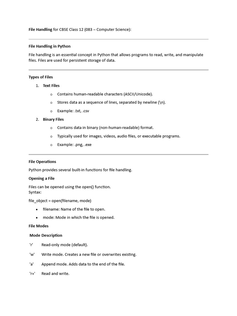 File Handling for 12 | PDF | Computer File | Text File