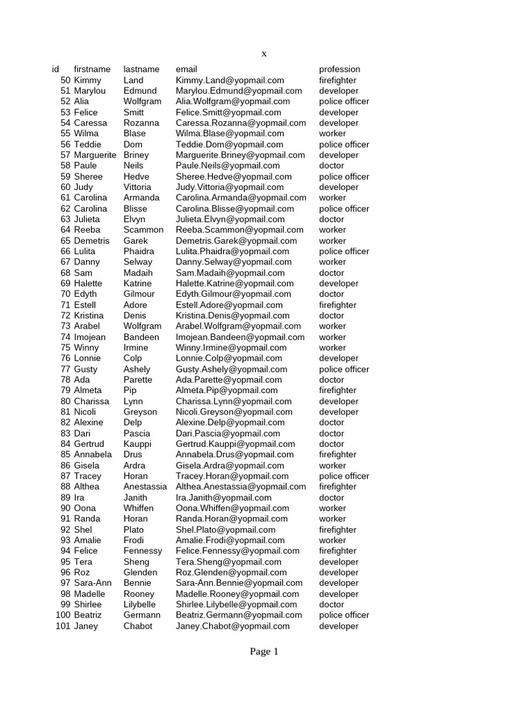 List of Professionals by Role | PDF