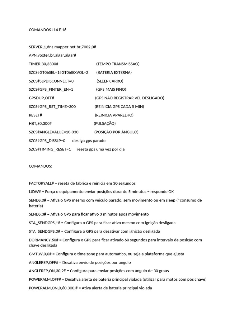 Comandos J14 e 16 | PDF