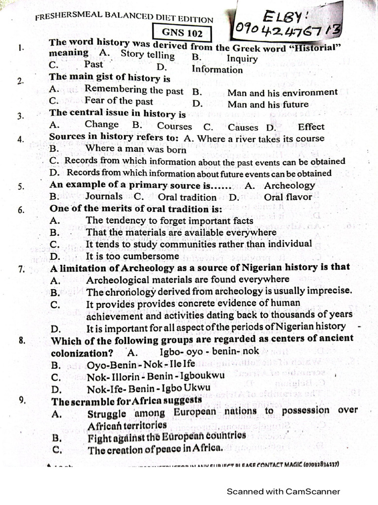 132 GNS 102 Past Question | PDF