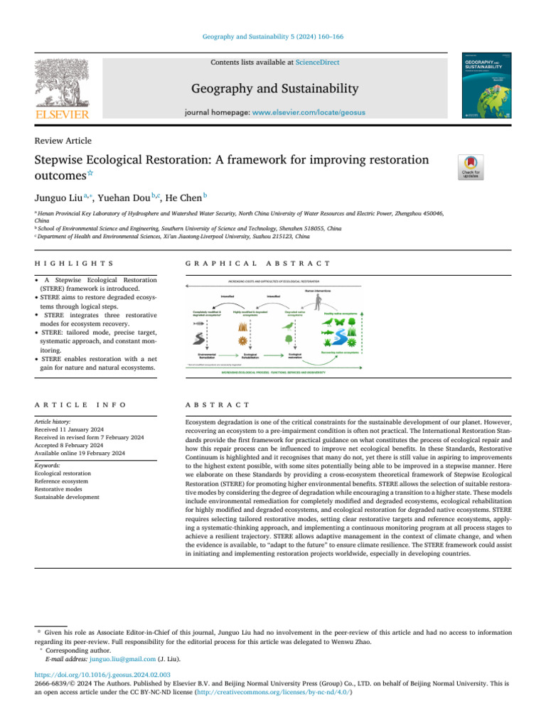 Stepwise Ecological Restoration | PDF | Ecological Restoration ...