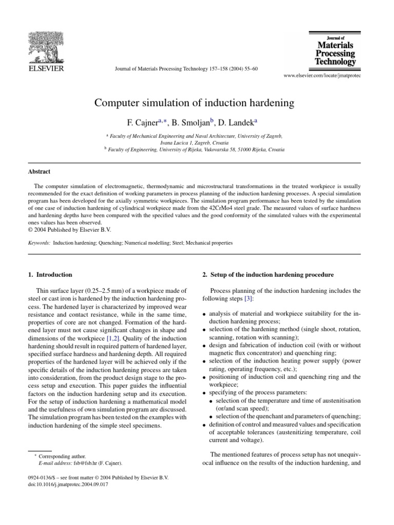 Computer simulation of induction hardening | PDF | Electromagnetic Induction | Magnetic Field