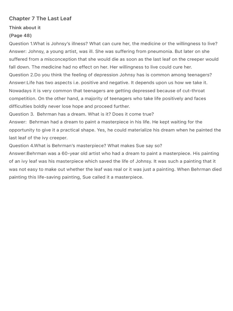 Chapter 7 The Last Leaf | PDF