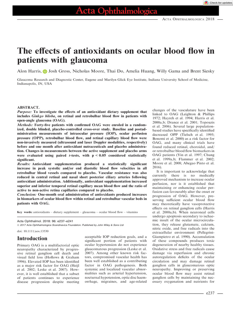 Acta Ophthalmologica - 2017 - Harris - The Effects of Antioxidants On ...