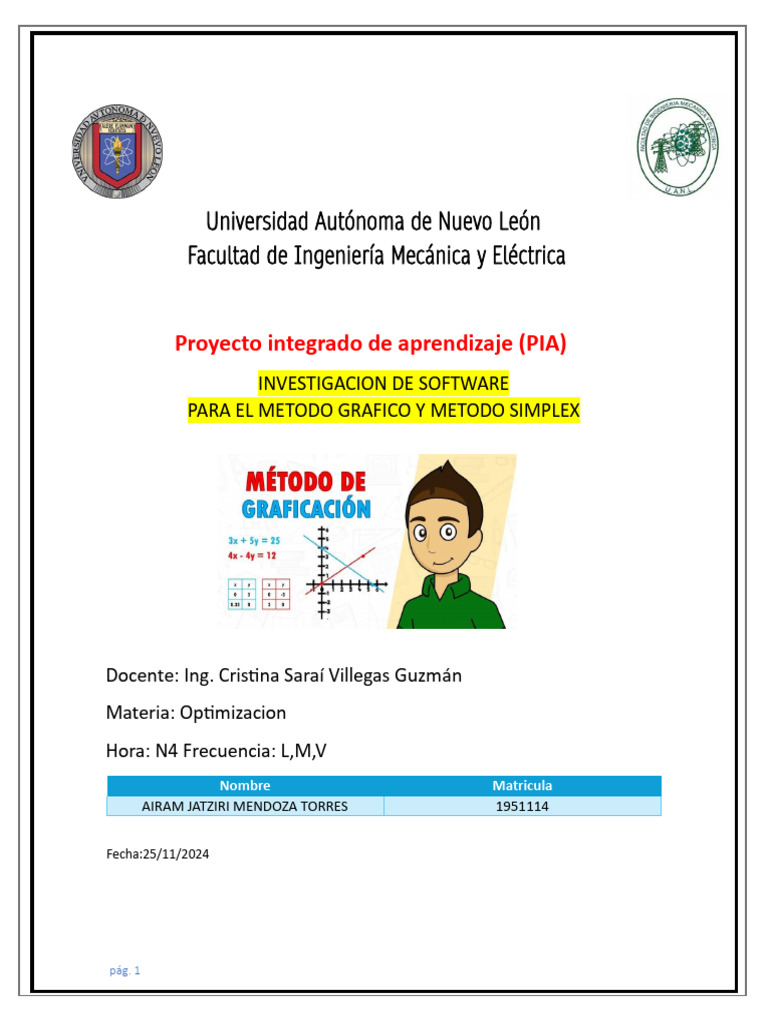 1951114_PIA_OPTIMIZACION | PDF | Programación lineal | Optimización Matemática