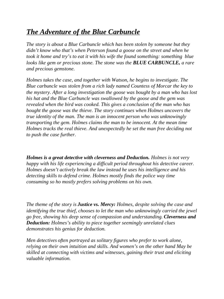 The Adventure of the Blue Carbuncle | PDF