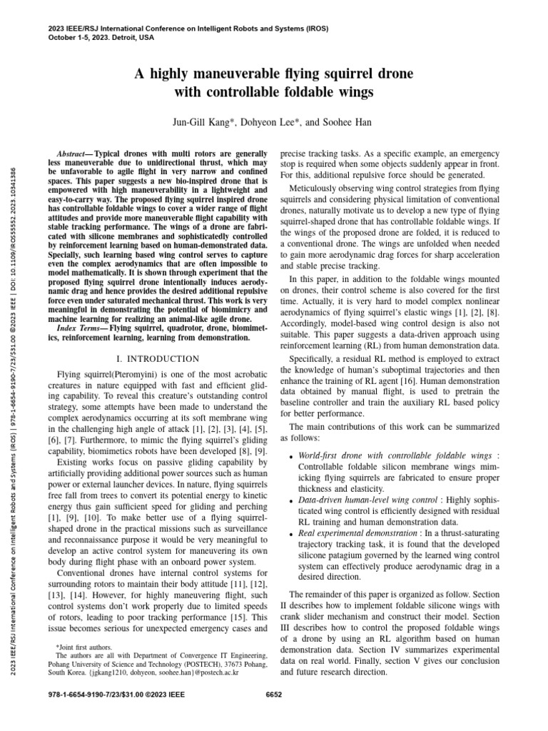 A Highly Maneuverable Flying Squirrel Drone With Controllable Foldable ...